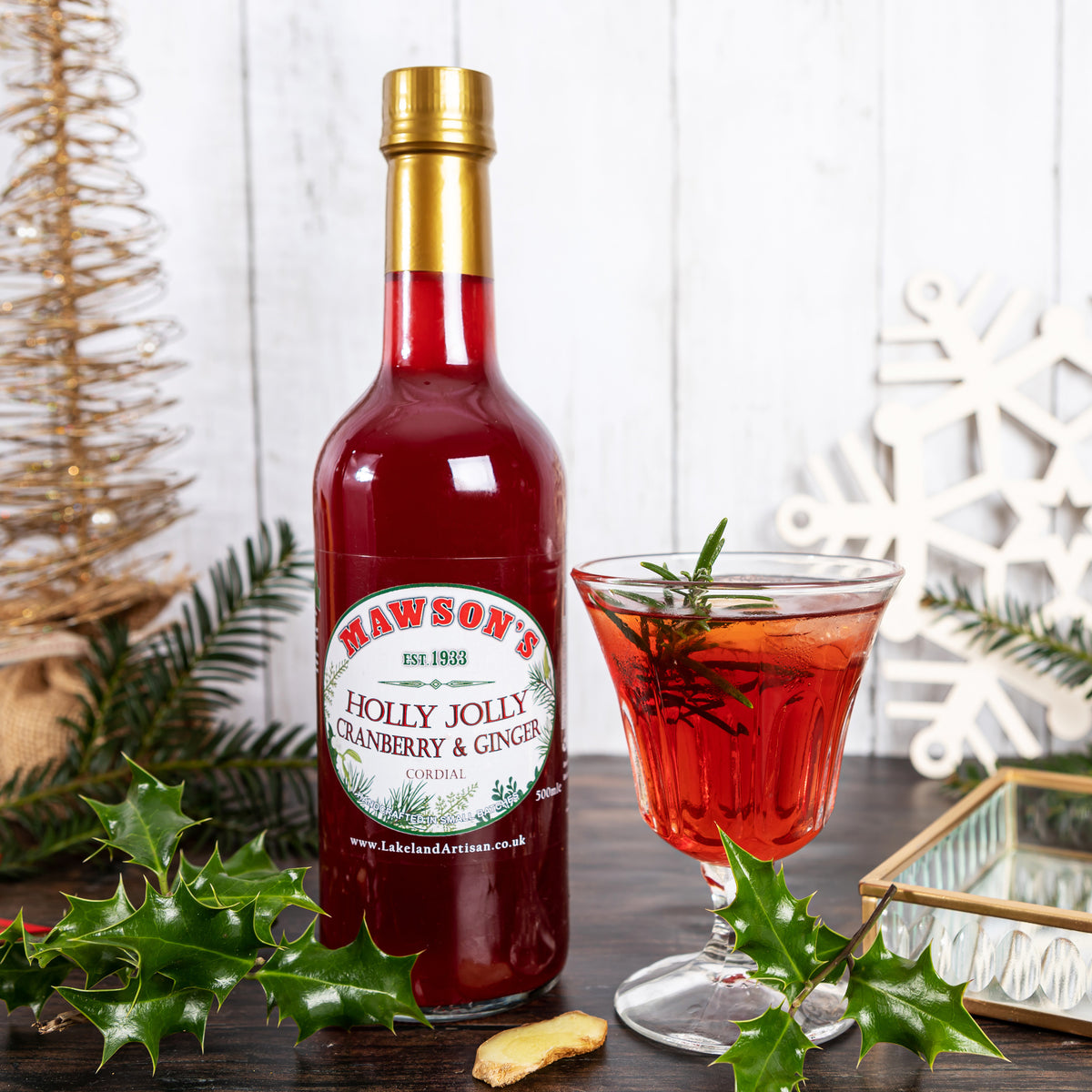 Holly Jolly Cranberry & Ginger Punch Cordial - 500ml Glass Bottle ...